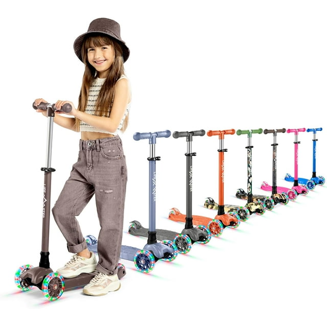 Lifemaster Mini 3-Wheel Kids Scooter with Multi-Color Wheel Lights – 4 ...