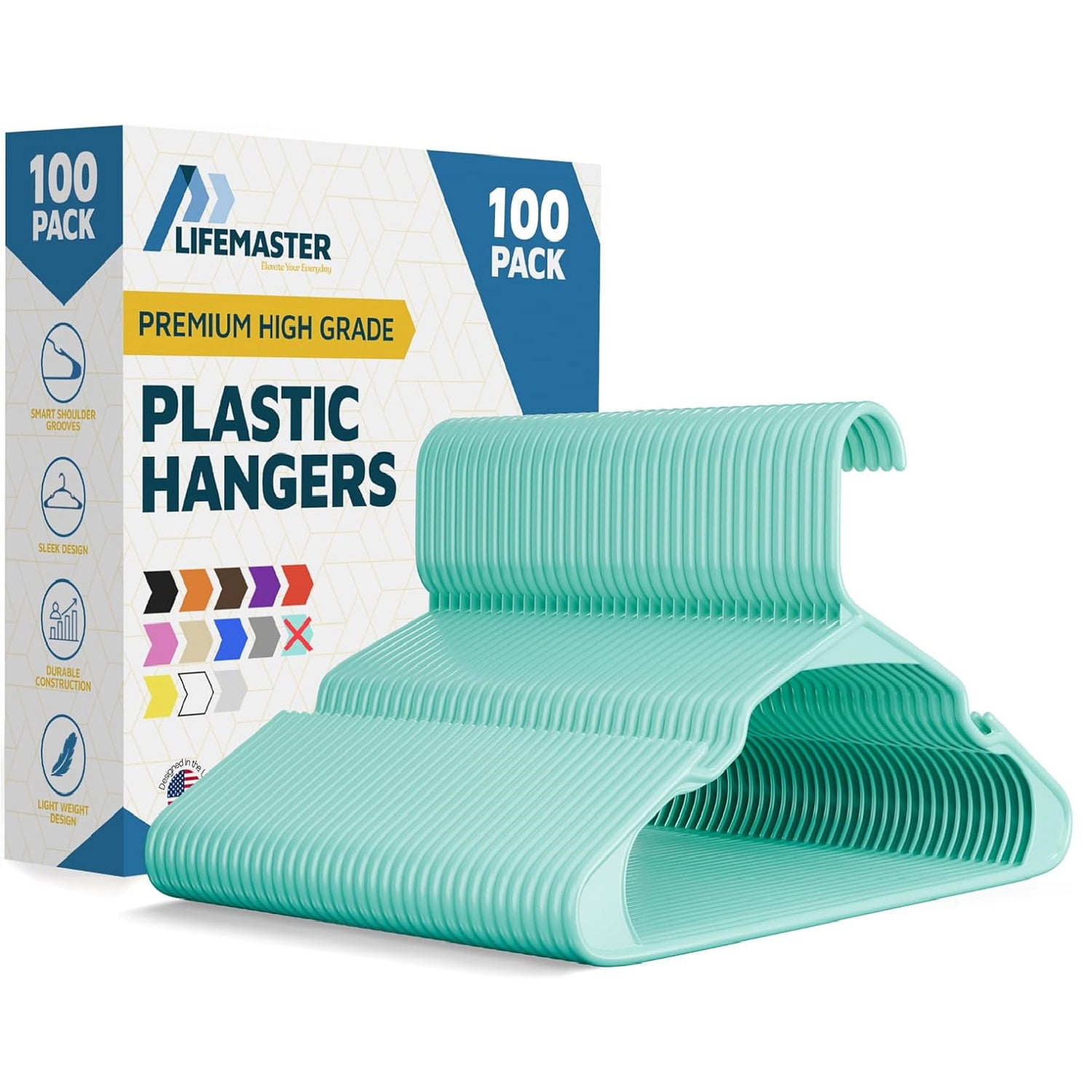 Lifemaster Plastic Clothes Hangers – Heavy Duty Hanger Set, For ...