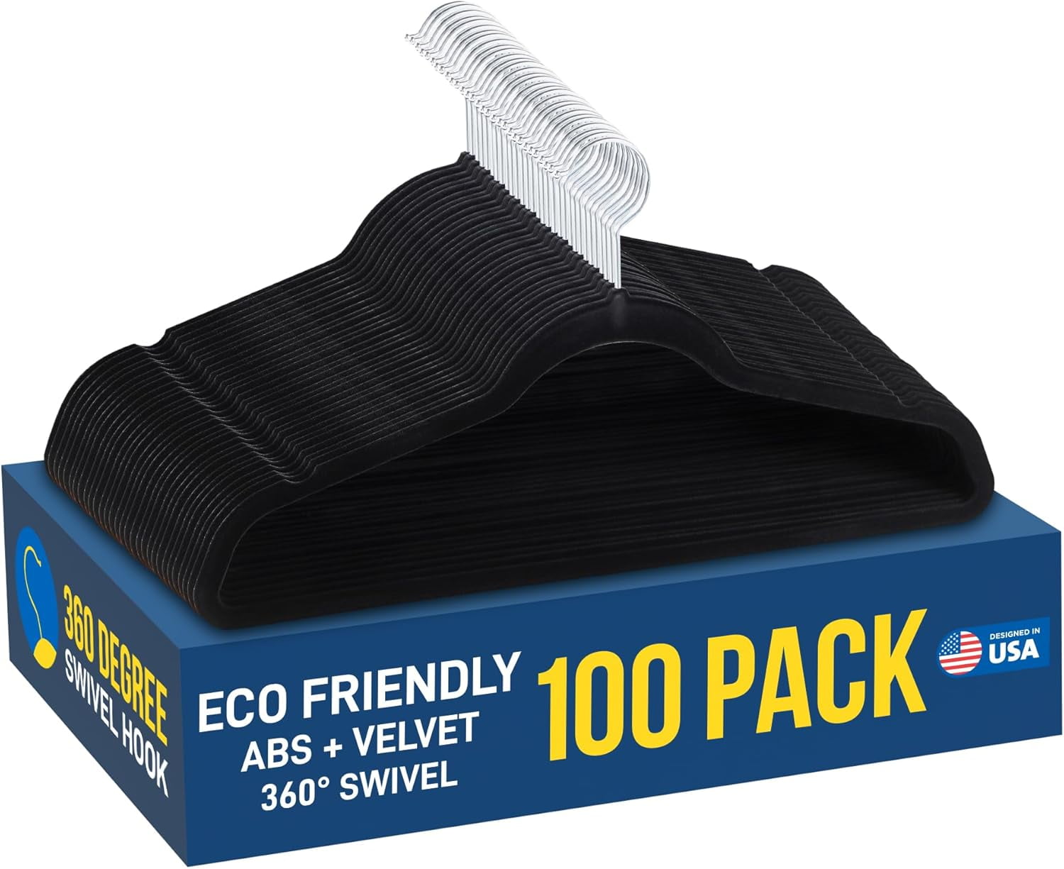 Velvet Non-Slip Plastic Hanger Set - 100 Pieces Non-Slip Clothes Hanger ...