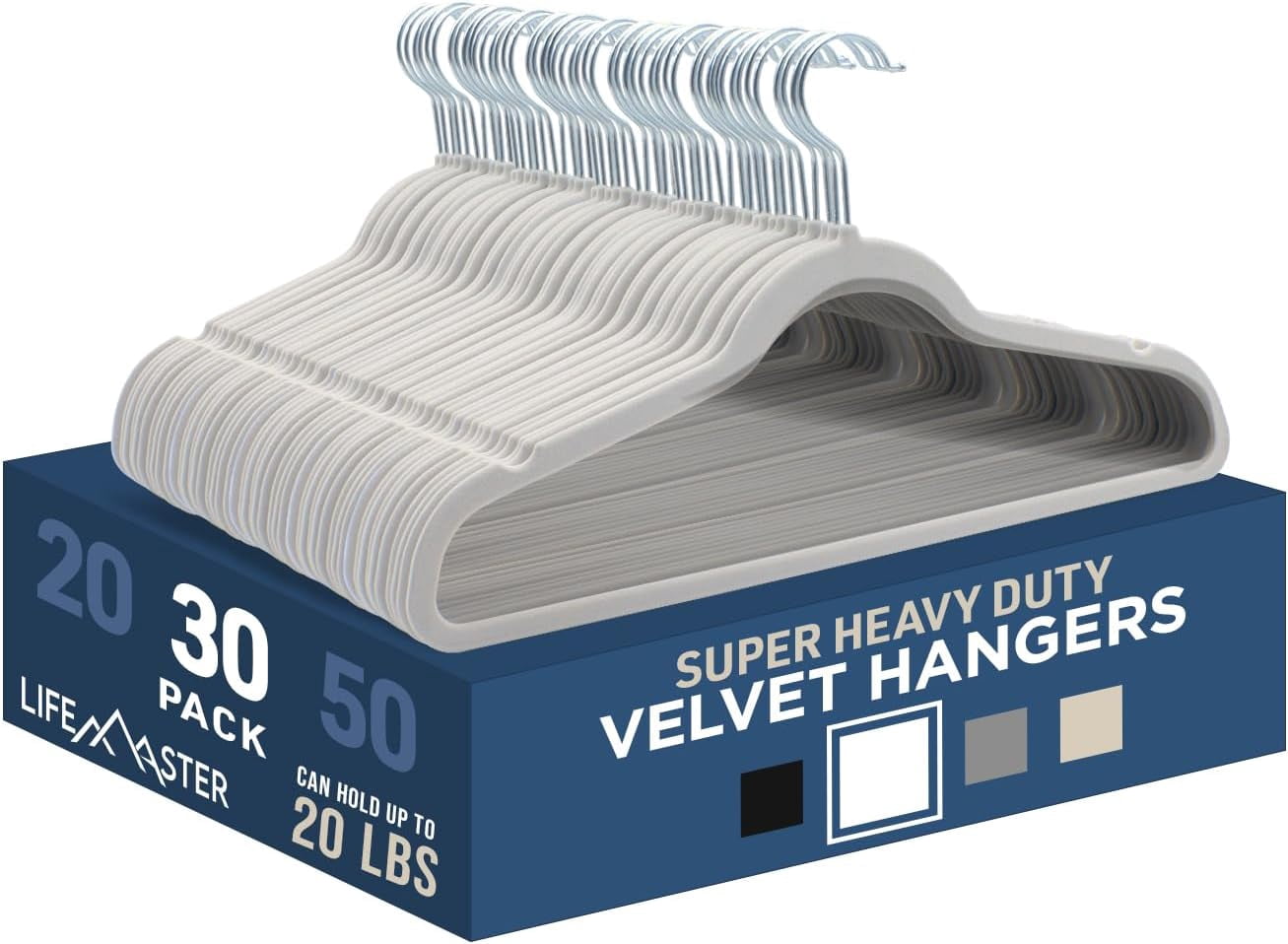 Lifemaster Velvet Clothes Hangers – With 360 Degree Swivel Hook & Non ...