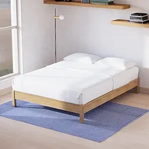 LIFEMENT Queen Signature Wood Platform Bed Frame Natural, Noise-Free ...
