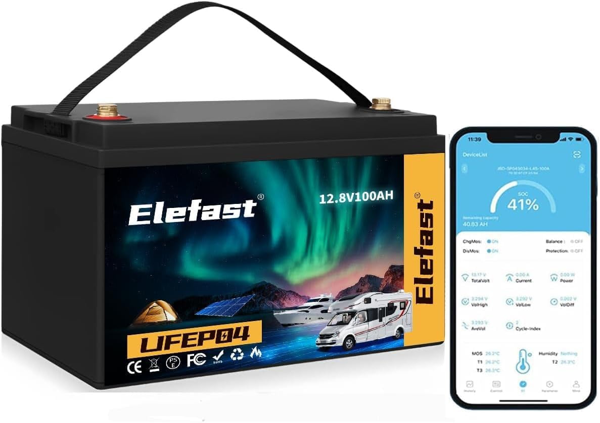 Lifepo4 Battery 100AH,12V Lithium Battery Built-in 100A BMS,Up to 15000 ...