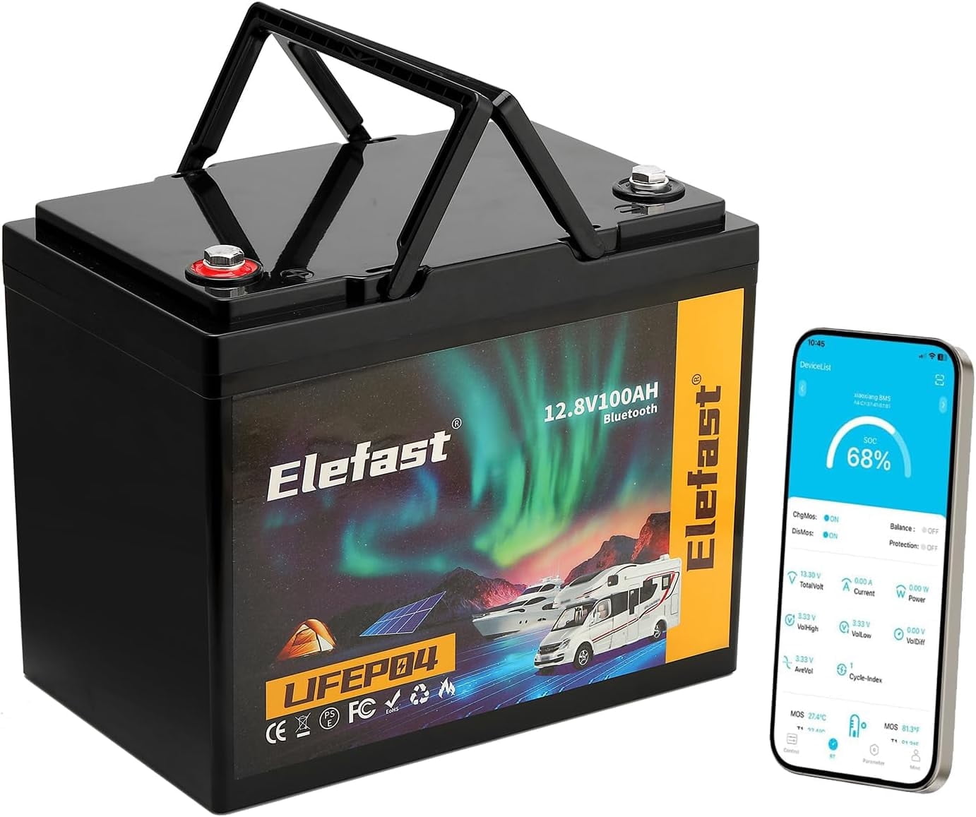 Lifepo4 Battery 100AH 12V Lithium Battery,Built-in 100A BMS and ...