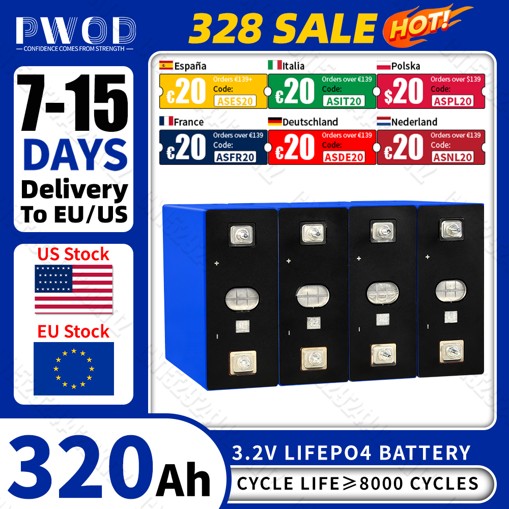 Lifepo4 Battery 320AH 3.2V Brand New 8000 Cycles Rechargeable Batteries ...