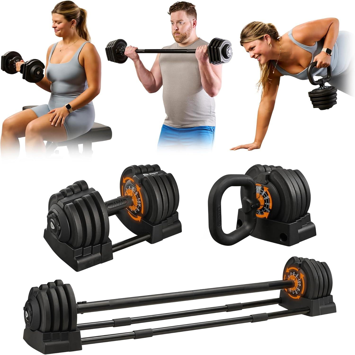 Lifepro Adjustable Dumbbells Set - 5in1-15lb 25lb 43lb 55lb weights Set ...