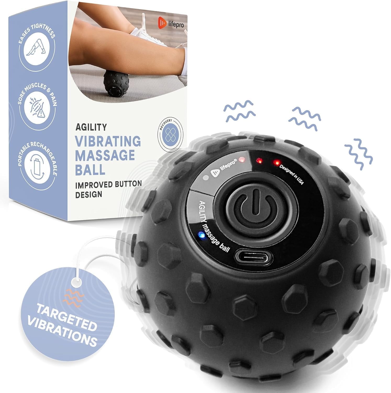 LifePro Agility 4-Speed Vibrating Massage Ball for Trigger Point ...