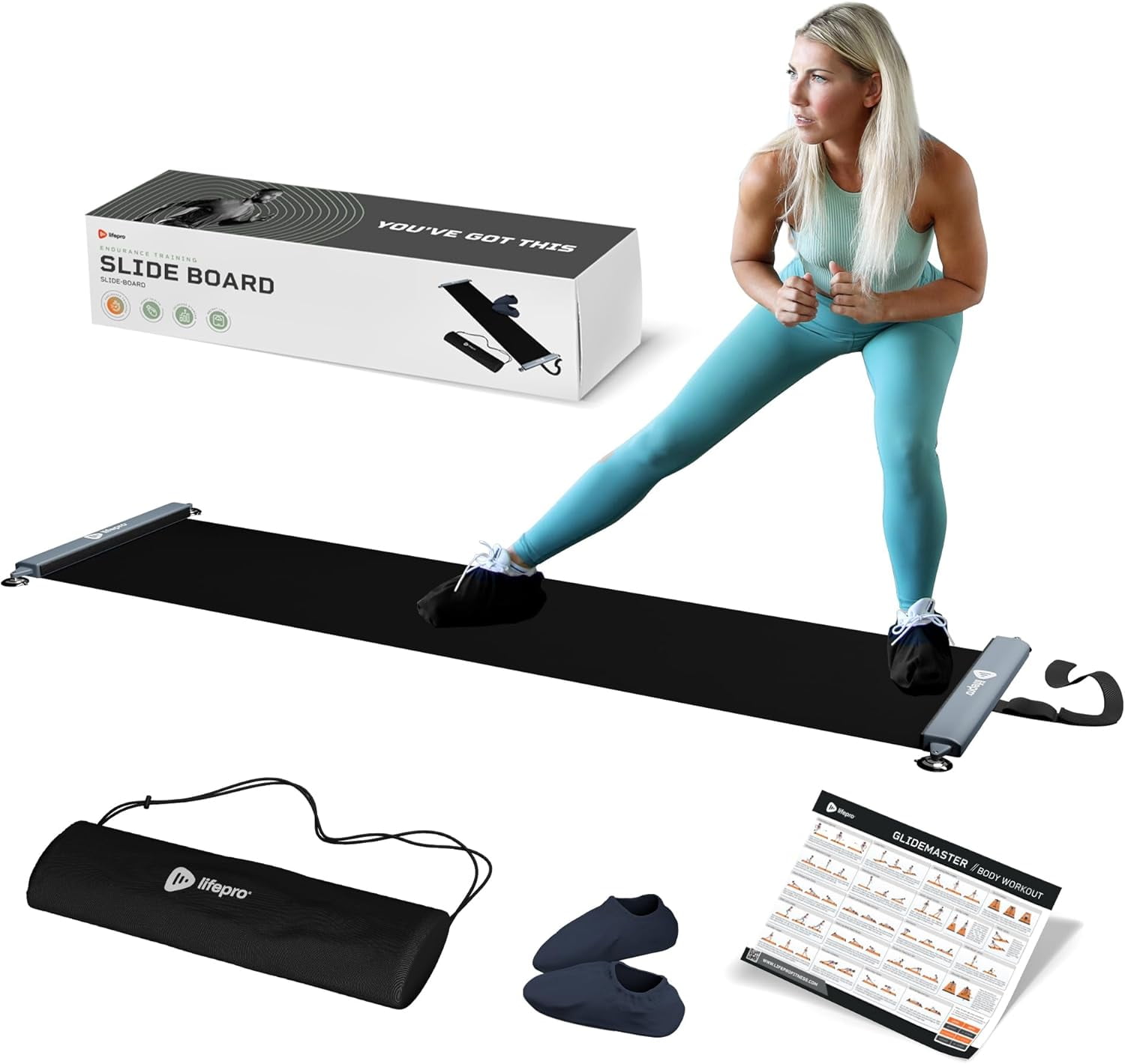 Lifepro Exercise Slide Board - Sliding Mat for Endurance and Strength ...