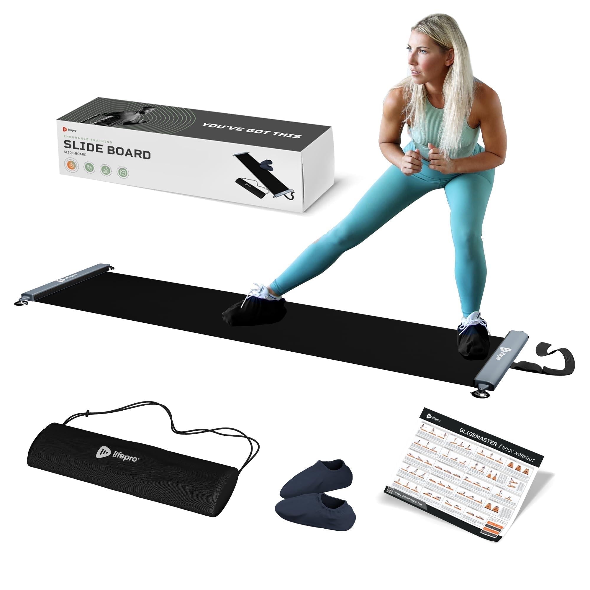 LifePro GlideMaster Fitness Slide Board with Booties for Core, Balance ...