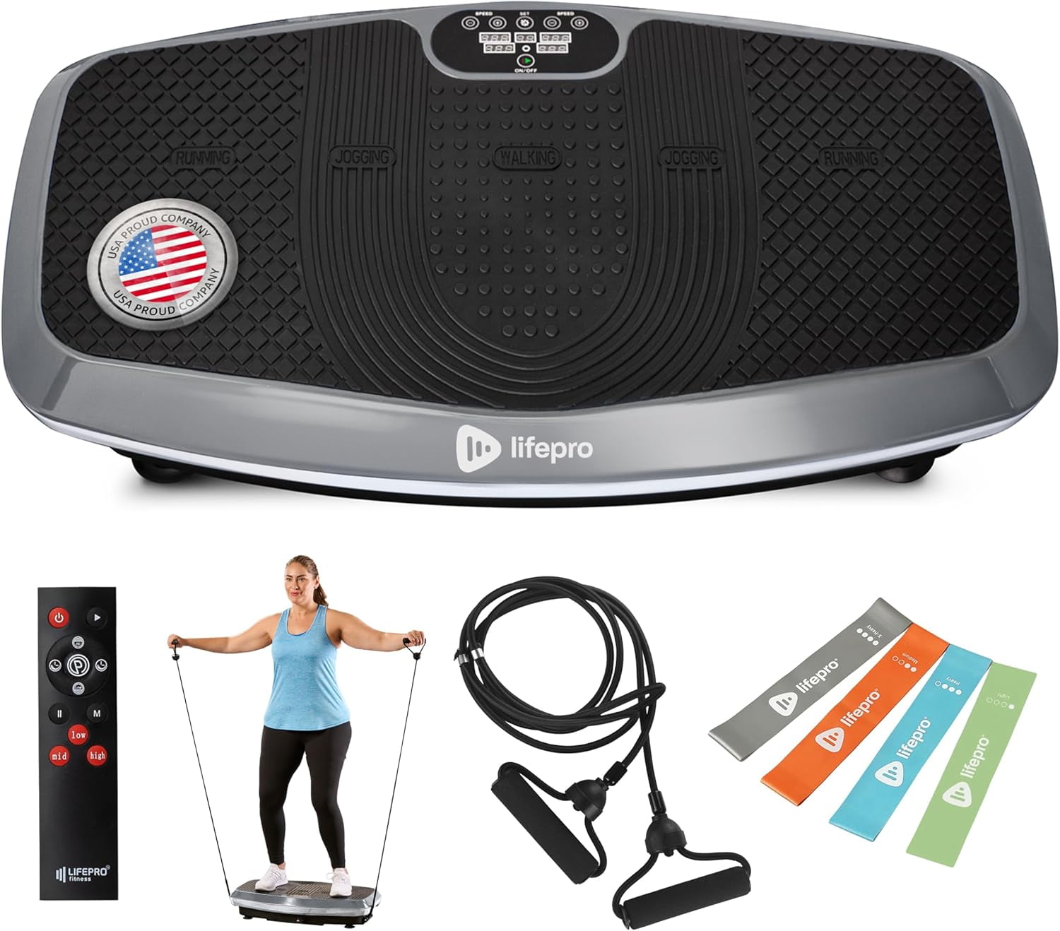 Lifepro Hovert 3D Vibration Plate Exercise Machine with Resistance ...