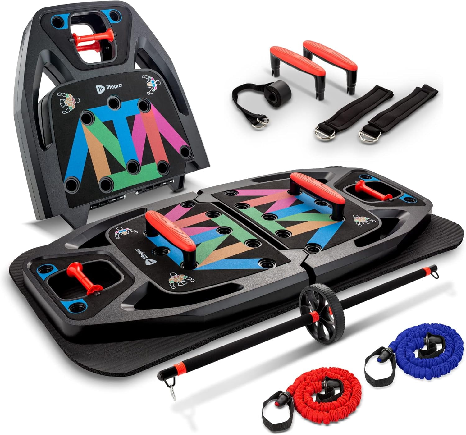 Lifepro Portable Home Gym Push Up Board with Resistance Bands - Walmart.com