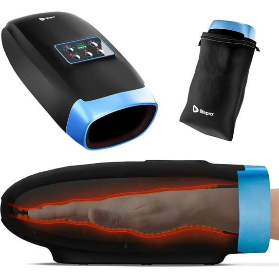 "Lifepro Legra Hand Massager with Heat, Compression, 5 Modes, Black, 12 ...