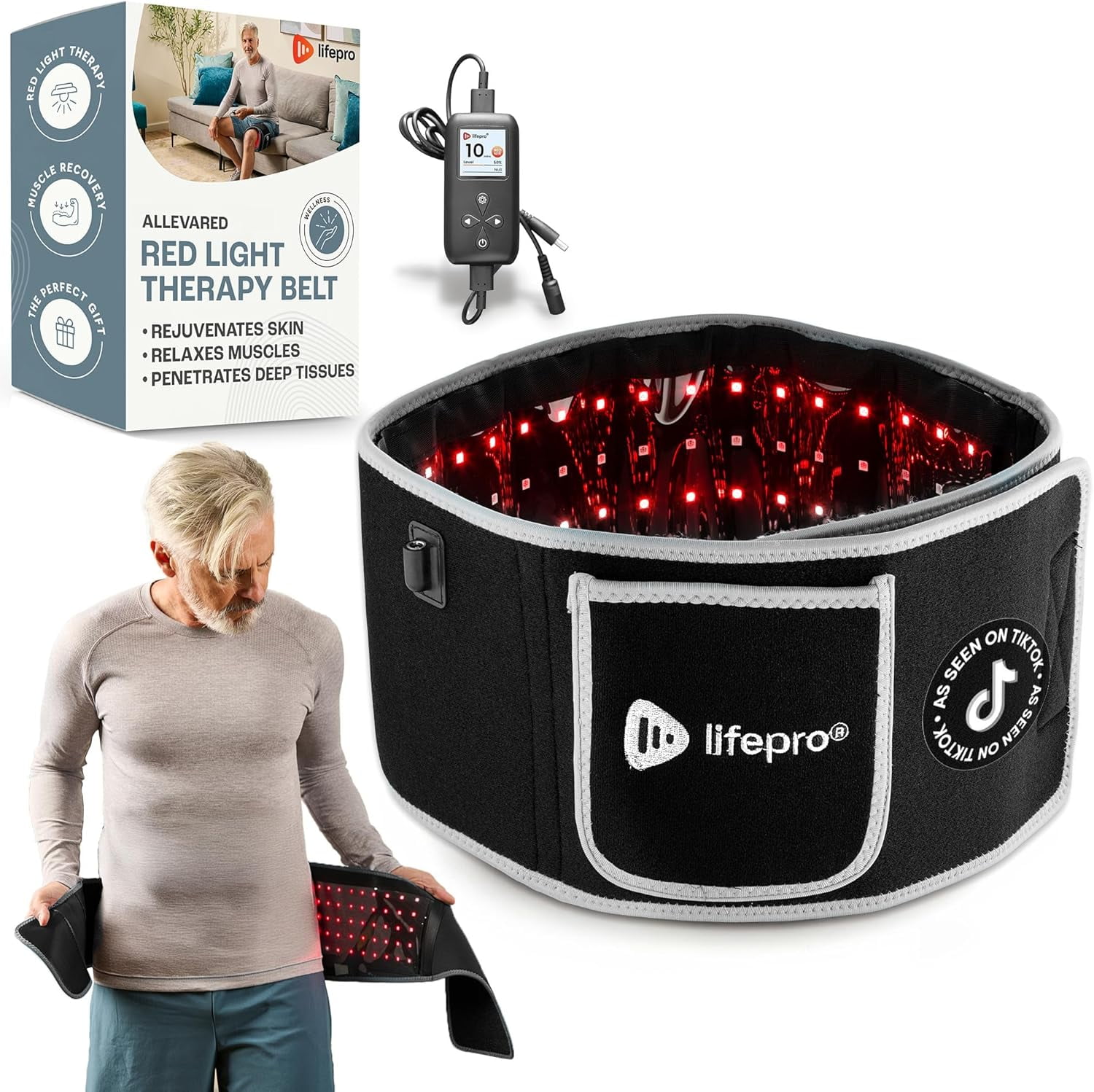 LifePro Red Light Therapy Belt with Adjustable Fit – 660nm & 850nm LED ...