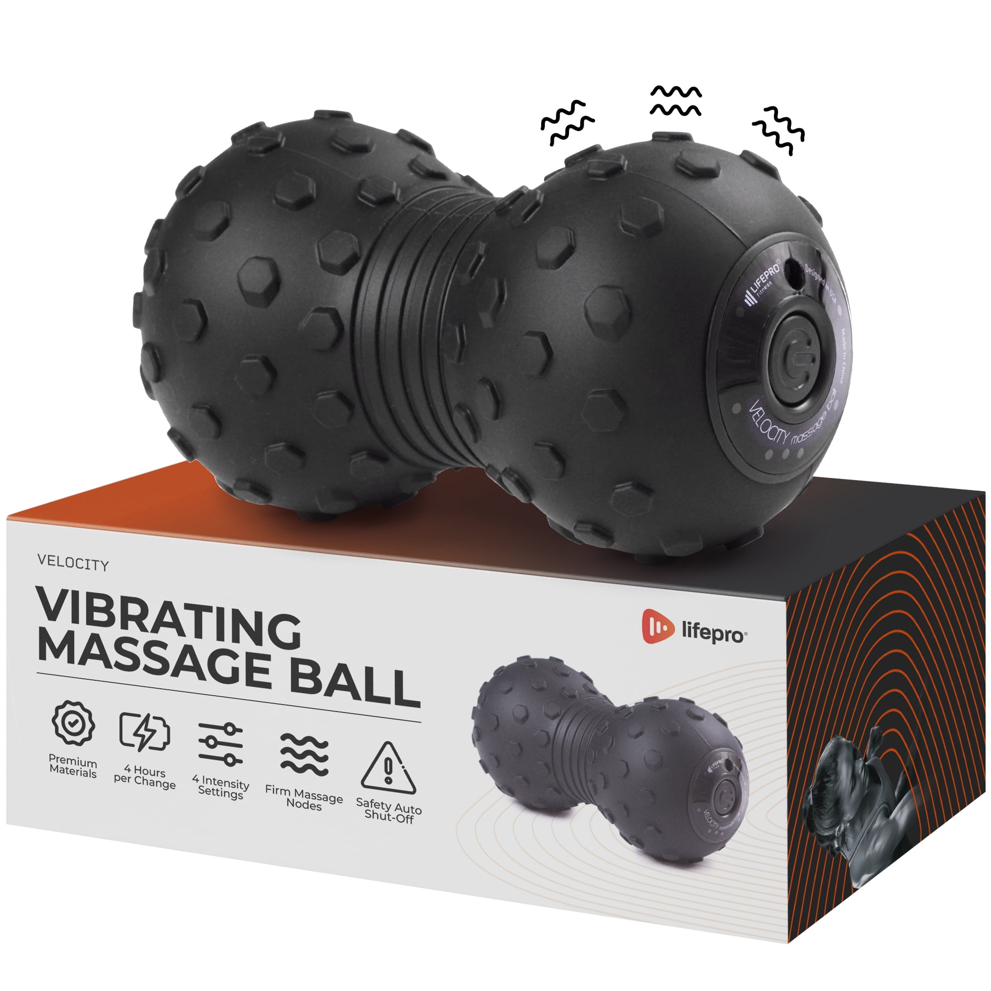 LifePro Velocity Vibrating Massage Ball for Deep Tissue Trigger Point ...