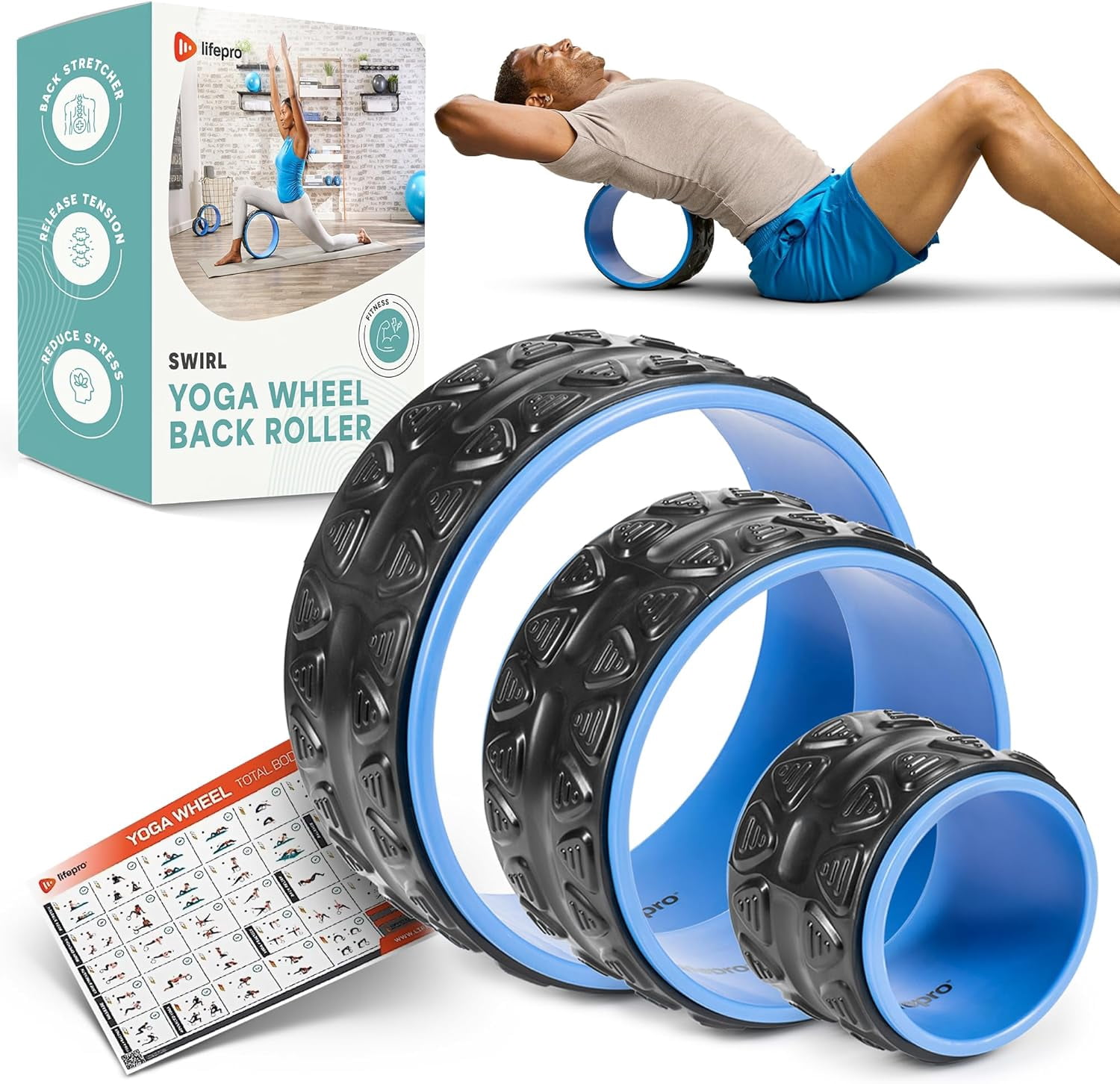 Lifepro Yoga Wheel Spine Stretcher, Foam Stretching Rolling Posture ...