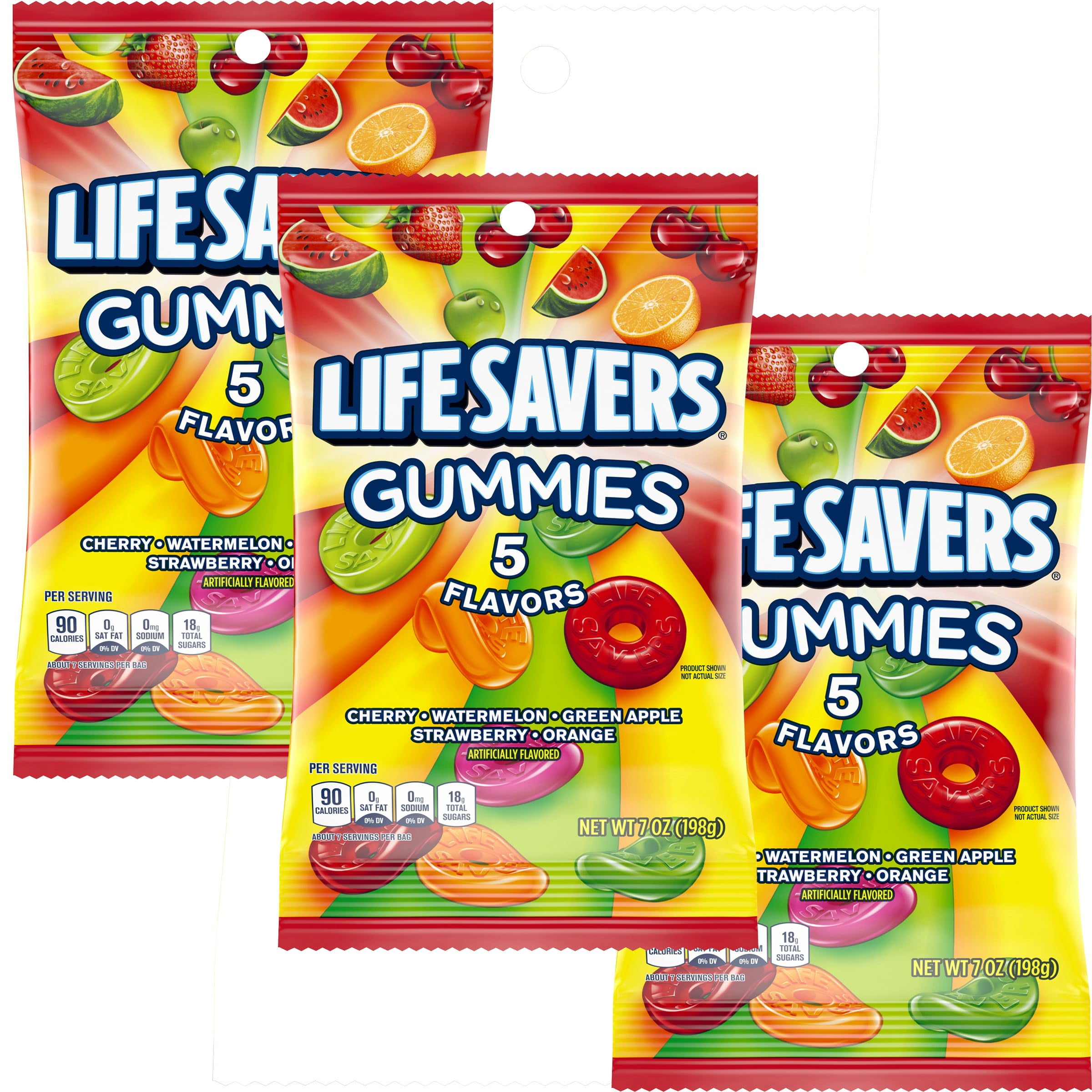 Lifesaver Gummies 5 Flavors, 7oz Gummy Bag (3 Pack), Gummy Candy ...