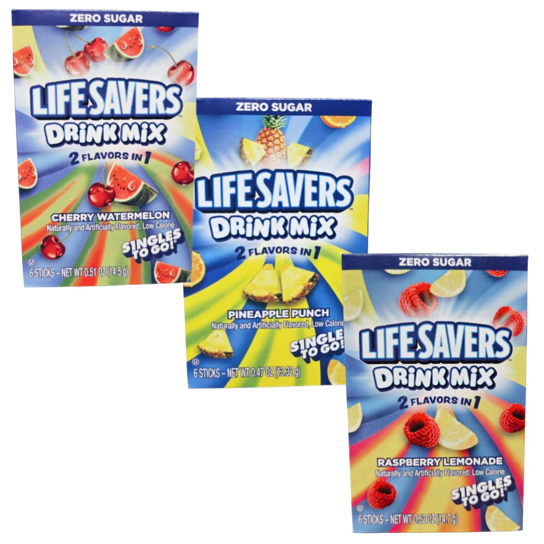 Singles To Go Lifesavers Caffeine-Free Drink Mix, Zero Sugar, Variety 3 ...