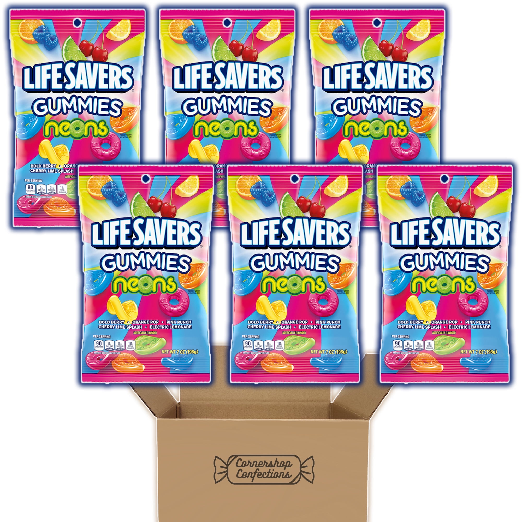 Lifesavers Gummies Neons Lovers Bundle - 6 Bags of Lifesavers Neons ...