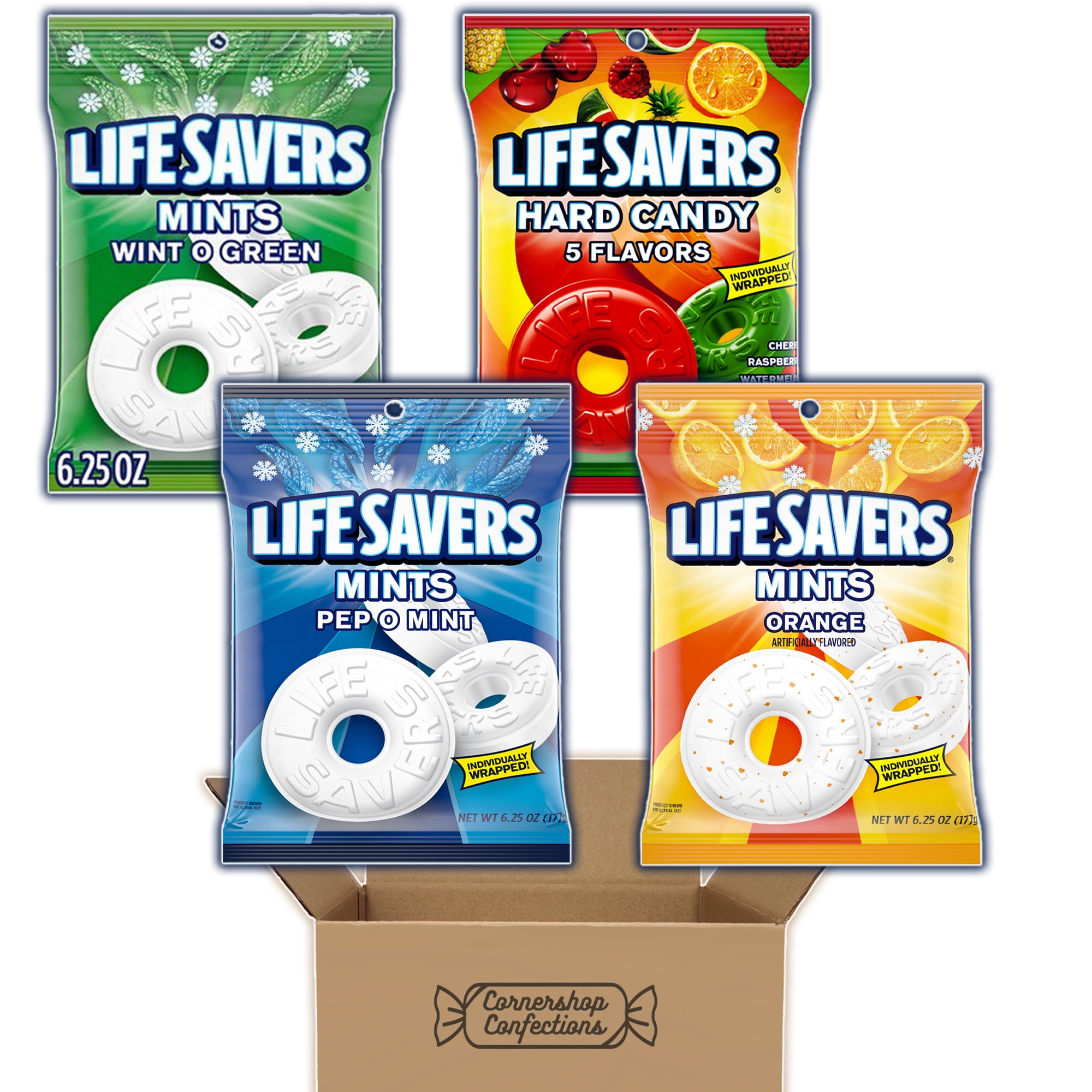 Lifesavers Hard Candy Mints 4 Flavor Bulk Variety Party Pack - 4 Bags Included - Wint O Green ...