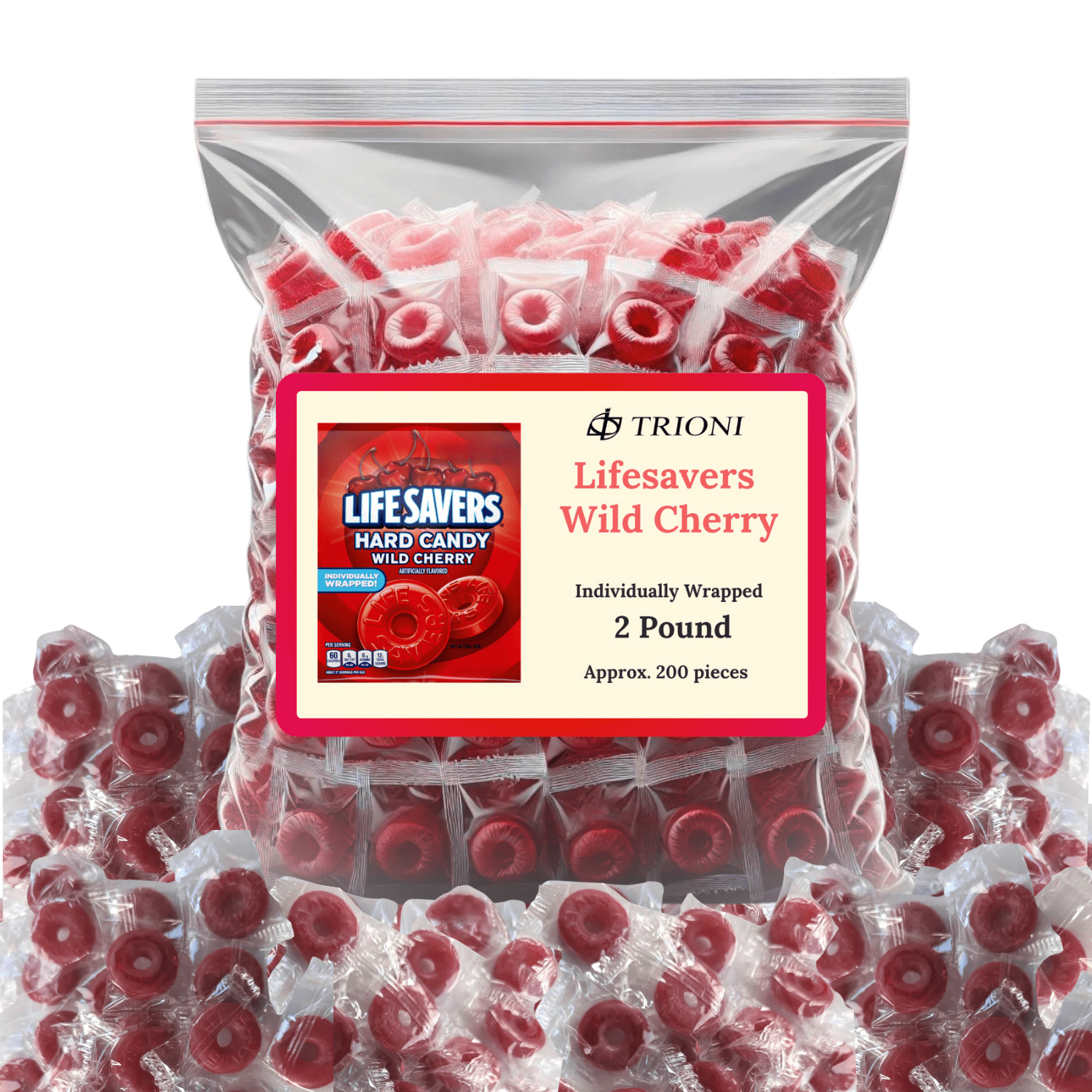 Lifesavers Wild Cherry Individually Wrapped Candy - 2 LB of Life Savers ...
