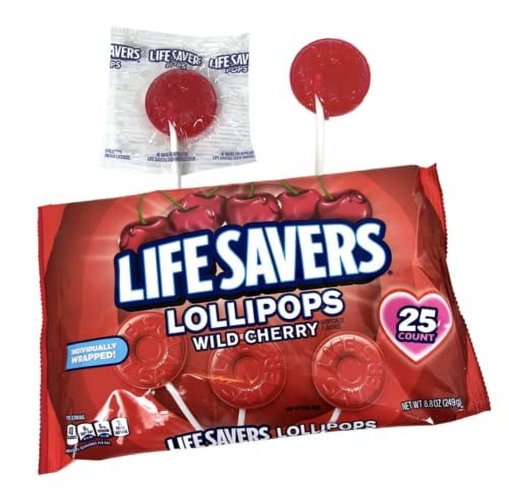 LifeSaver Wild Cherry Lollipops, Individually Wrapped, 8.8 oz Bag ...