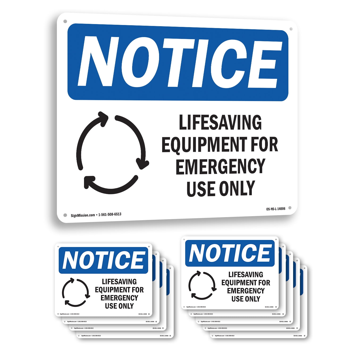 Lifesaving Equipment For Emergency OSHA Notice Aluminum Sign 24 Inch x ...