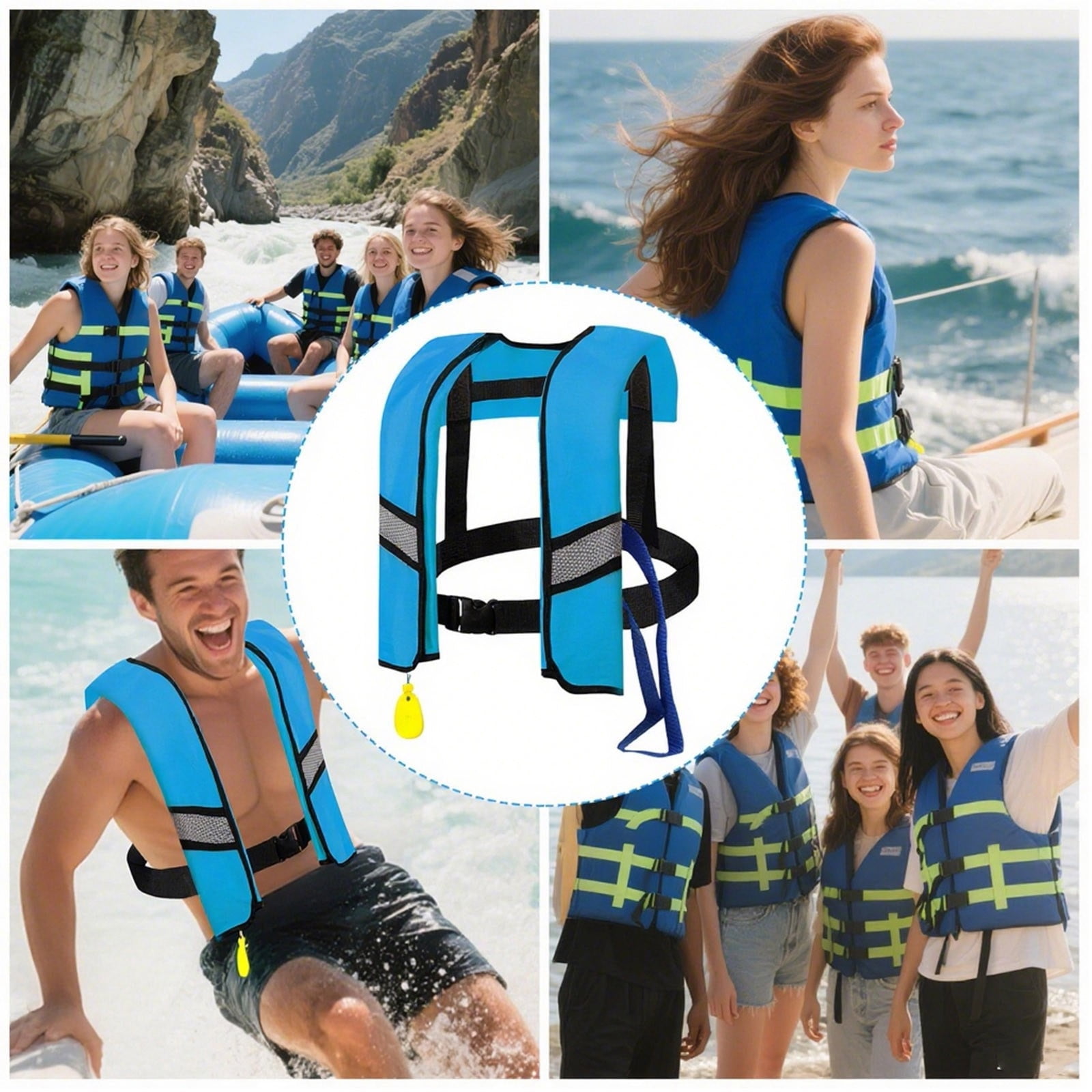 Lifesaving Inflatable Life Jacket for Adults 150N Manual/Auto Swim Vest ...