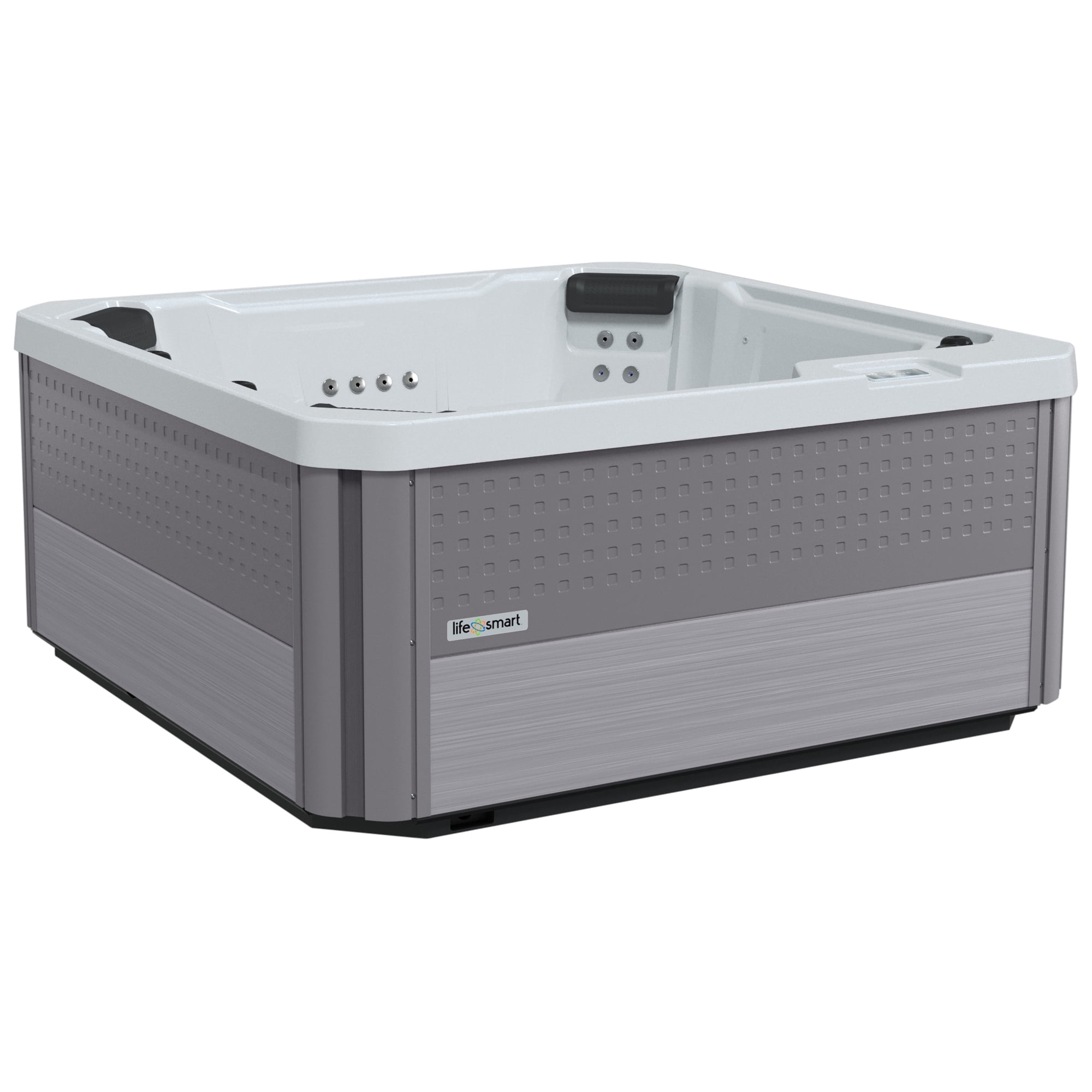 LIFESMART Square Hot Tub Spa with Locking Tub Cover, Stainless Steel ...