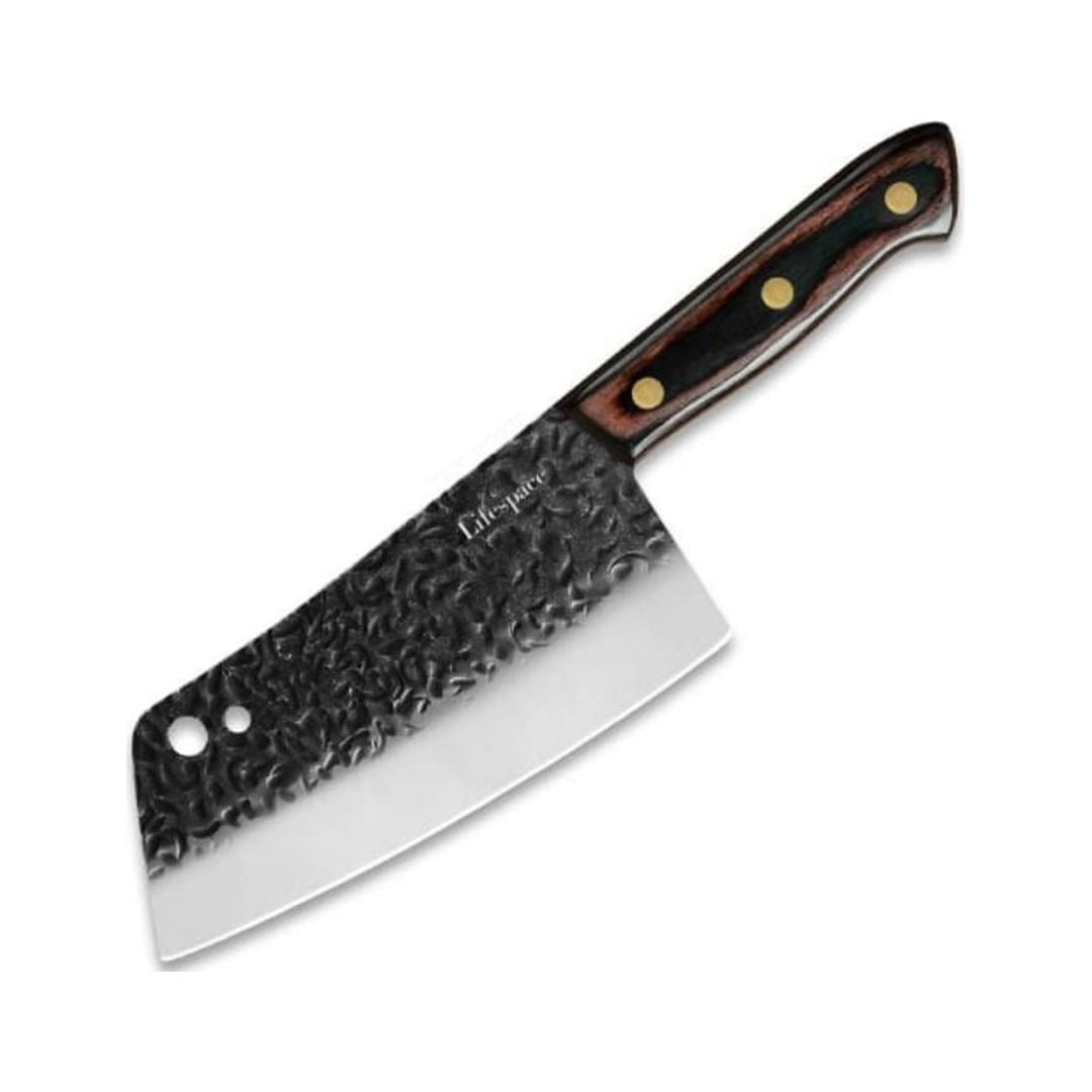 Lifespace 7in Full Tang Hammered Chef Cleaver Knife with Hole - Walmart.com