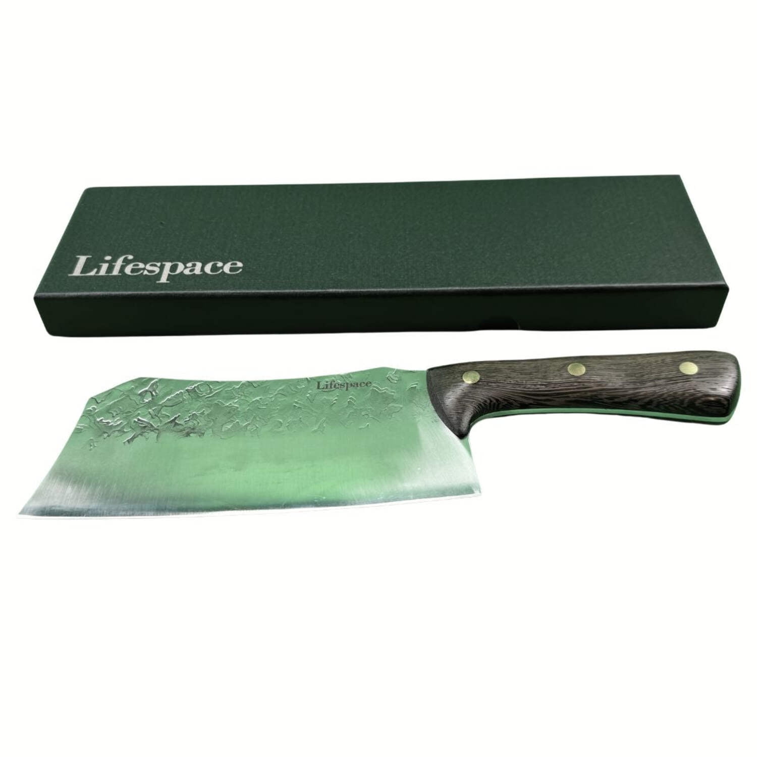 Lifespace 8in Chef Chopping Cleaver with 3 Rivets & Wood Handle ...
