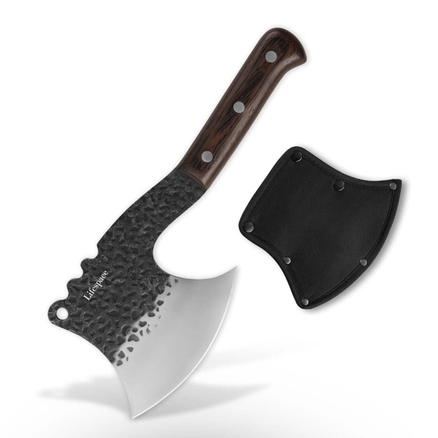 Lifespace Butcher Cleaver Knife with Wenge Handle Sheath - Walmart ...