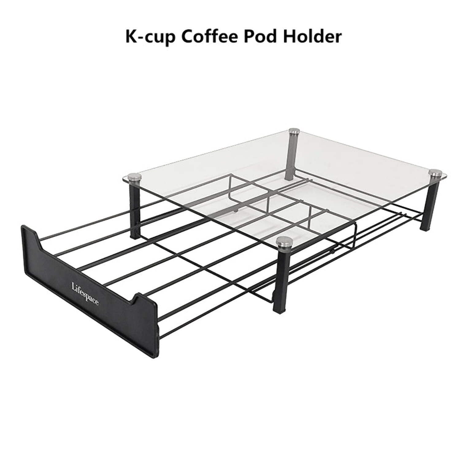 Lifespace Keurig K-Cup Coffee Pod Holder with Glass Top and 40 Pod ...