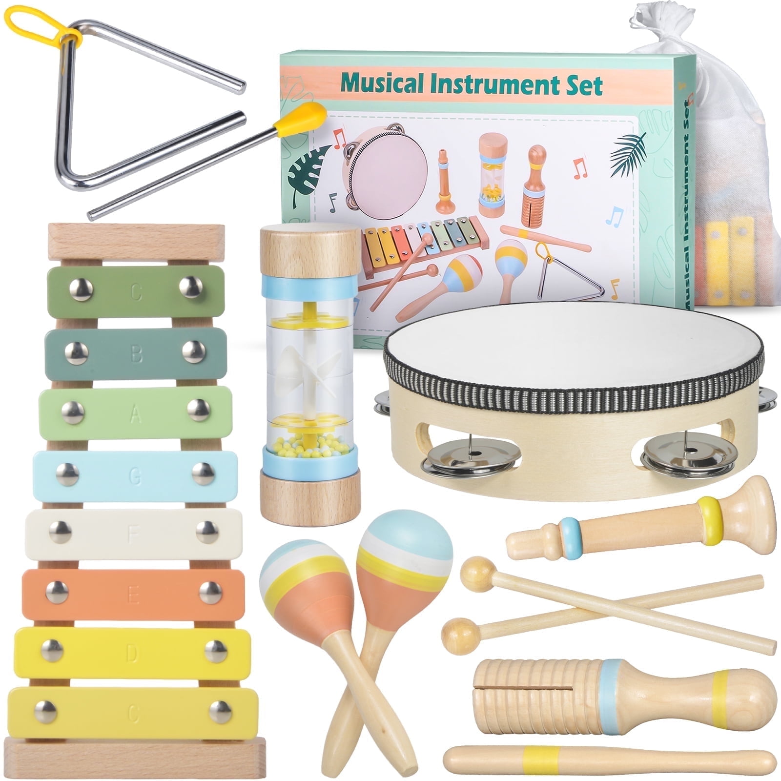 MATAWEEK 7 Sets Baby Musical Instruments Montessori Wooden Musical ...