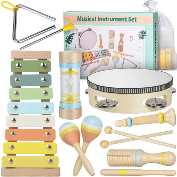 MATAWEEK 7 Sets Baby Musical Instruments Montessori Wooden Musical ...