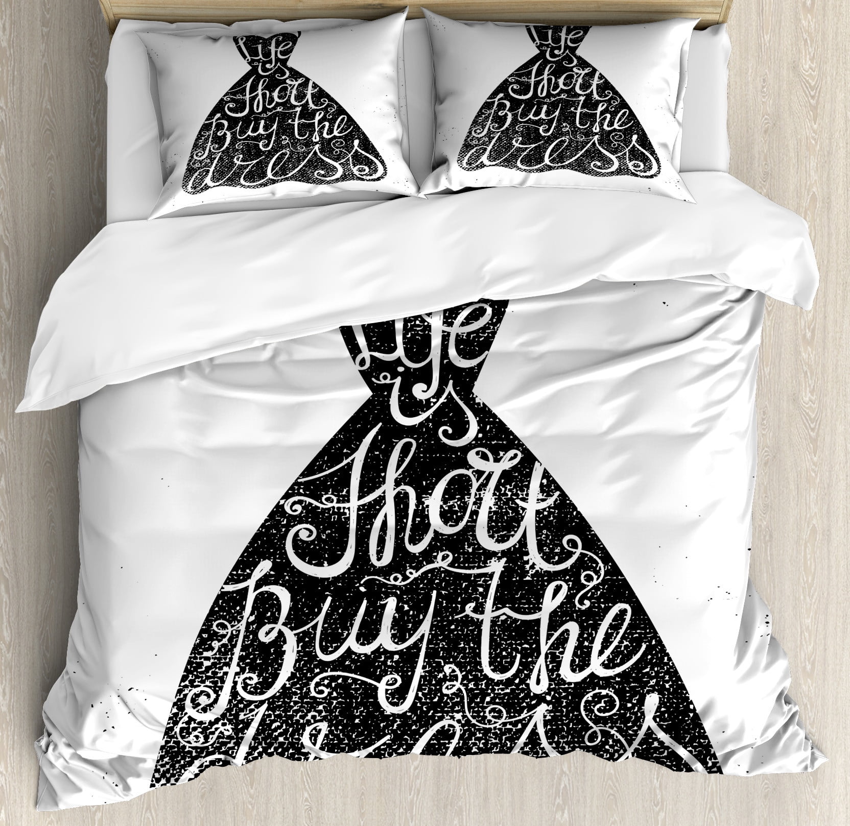 Lifestyle Duvet Cover Set, Life is Short Buy the Dress Words on Hanger ...