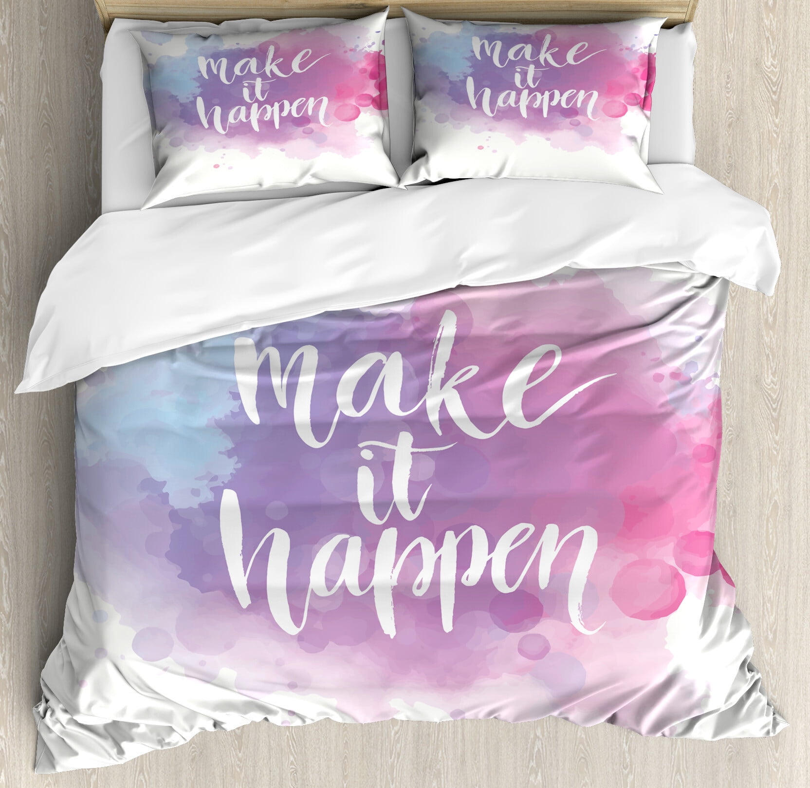 Lifestyle Duvet Cover Set, Make It Happen Hand Written Positive Words ...