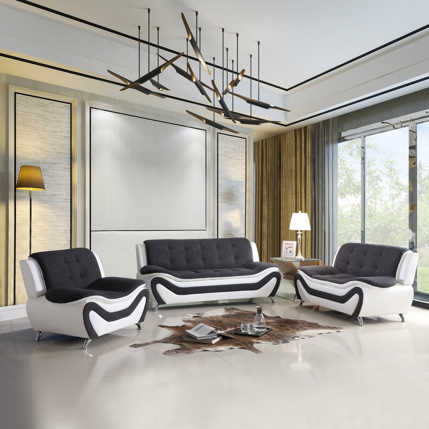 Lifestyle Furniture 3 Piece Genuine Leather Living Room Set,Living Room ...