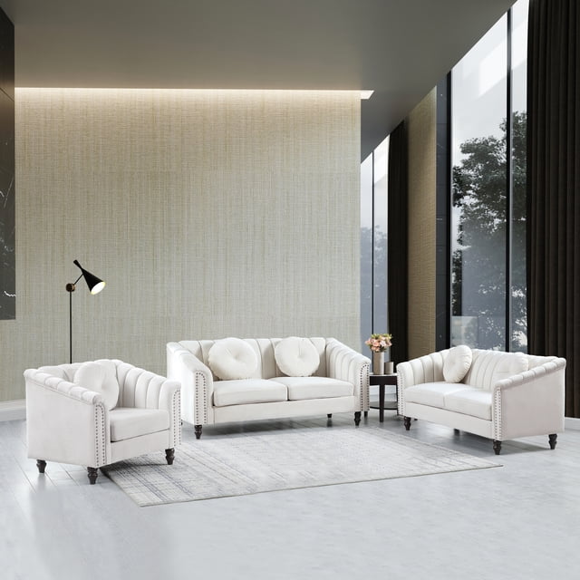 Lifestyle Furniture Large Loveseat 3-Piece Living Room Set, Modern ...
