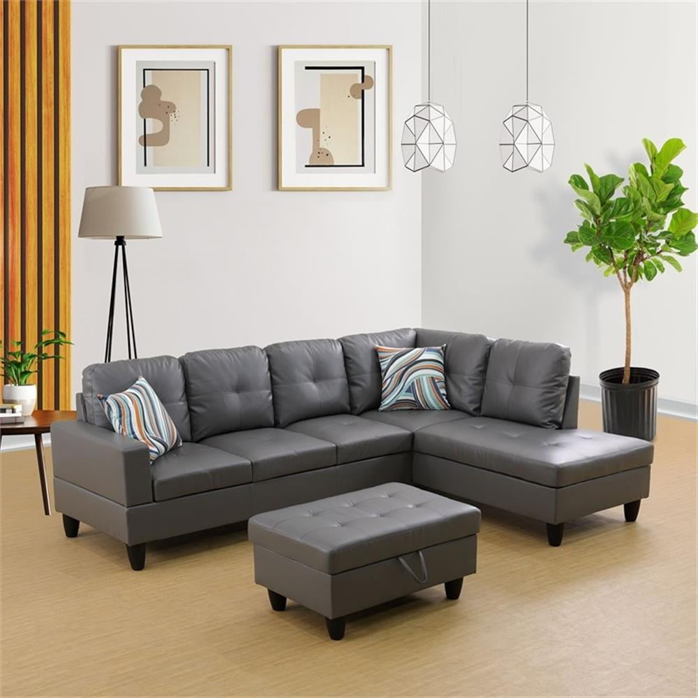 Lifestyle Furniture Biscuits Right-Facing Sectional & Ottoman in ...
