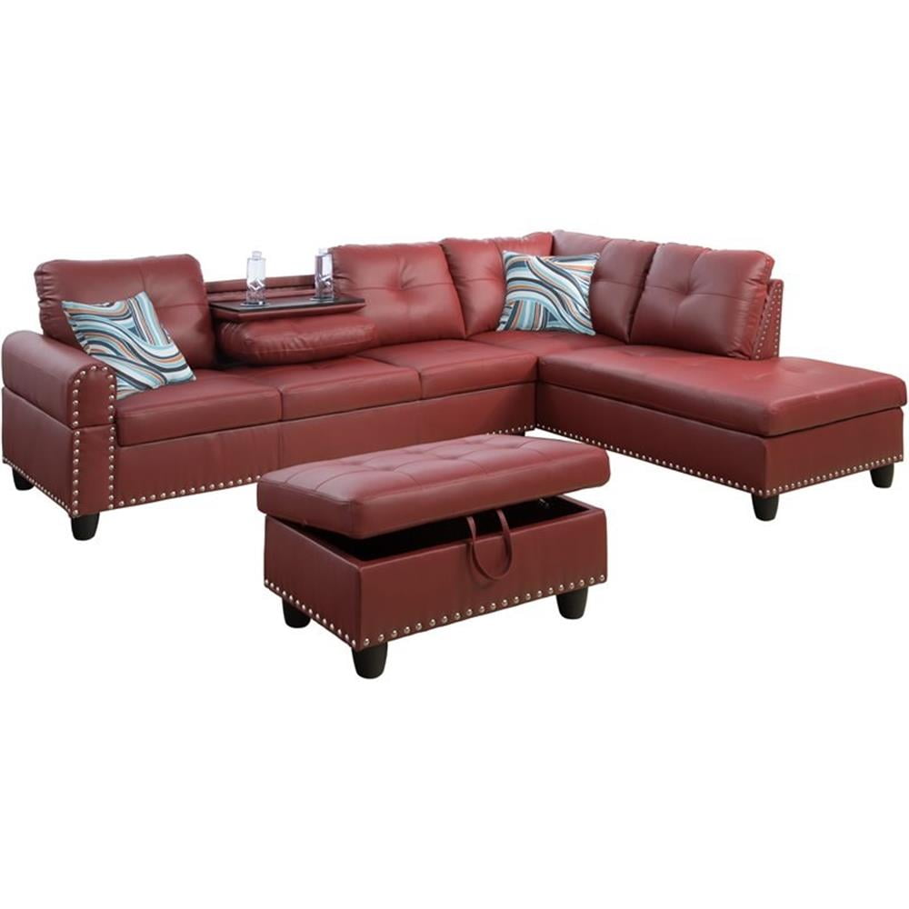 Lifestyle Furniture Catherine Right-Facing Sectional & Ottoman in Wine ...