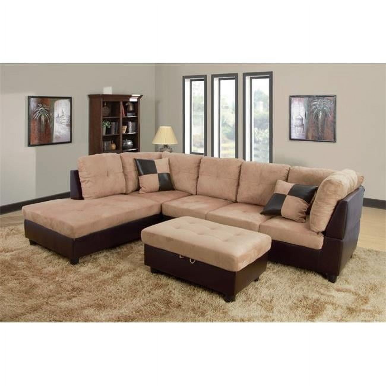 Lifestyle Furniture LF103A Siano Left Hand Facing Sectional Sofa- Sand ...