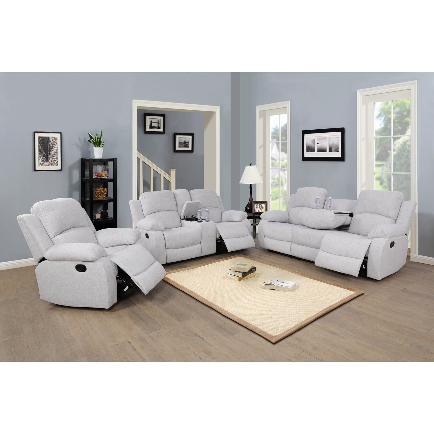 Lifestyle Furniture Sectional Recliner Sofa Set Microfiber 3 PCS Motion ...