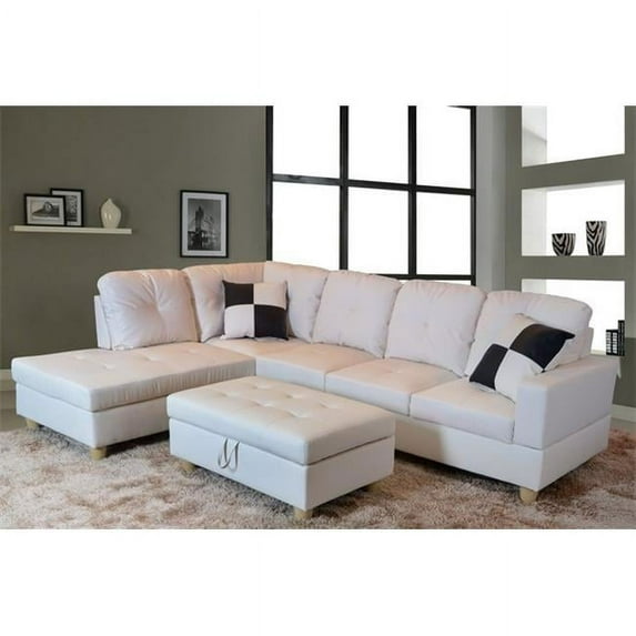 Lifestyle Furniture Urbania Left Hand Facing Sectional Sofa, White ...