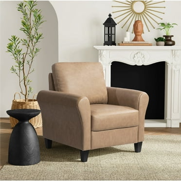 Better Homes & Gardens Emerson Curvy Accent Chair, Cream Linen ...