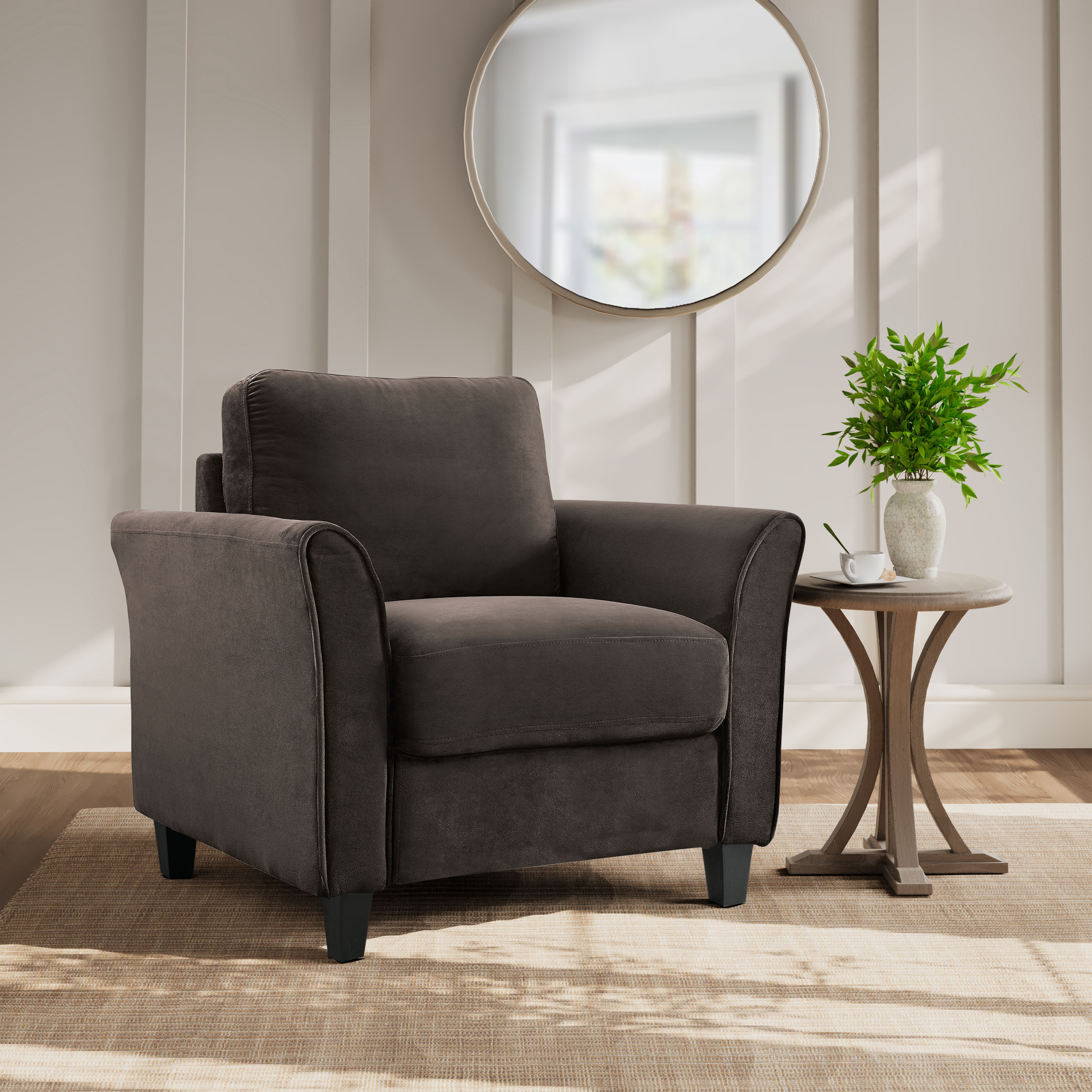 Shop Mainstays Microfiber Tub Accent Chair, Chocolate Brown - Great ...