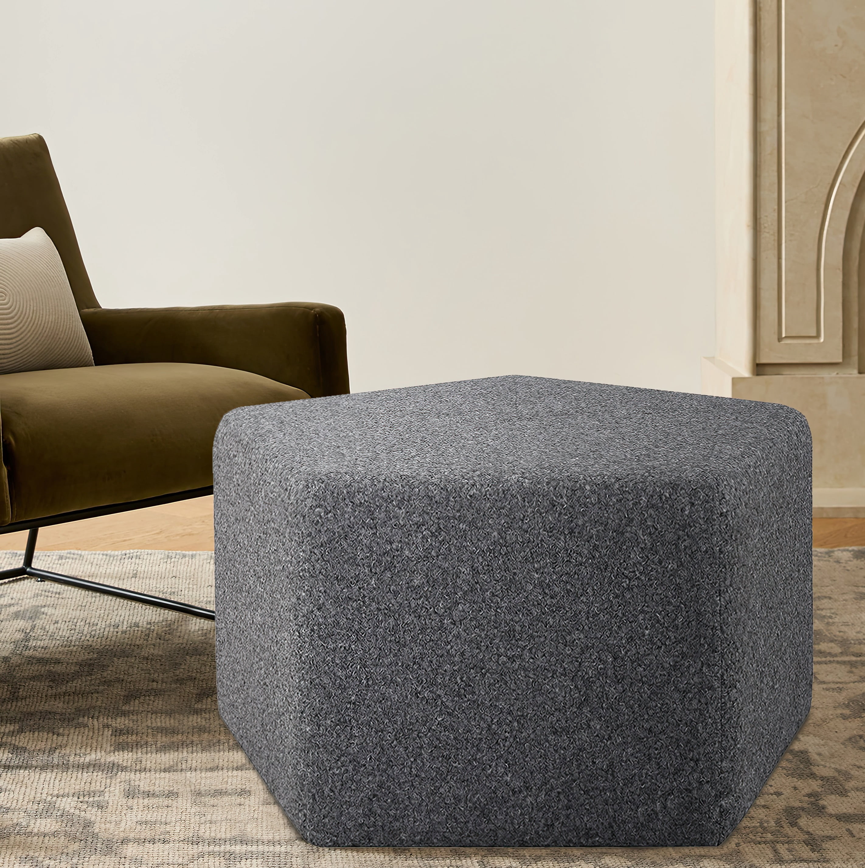 Lifestyle Solutions Gentry Pentagonal Ottoman, Gray Fabric - Walmart.com