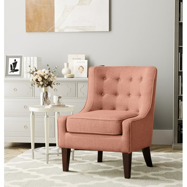 Lifestyle Solutions Mason Transitional Accent Chair, Blush Pink Fabric ...