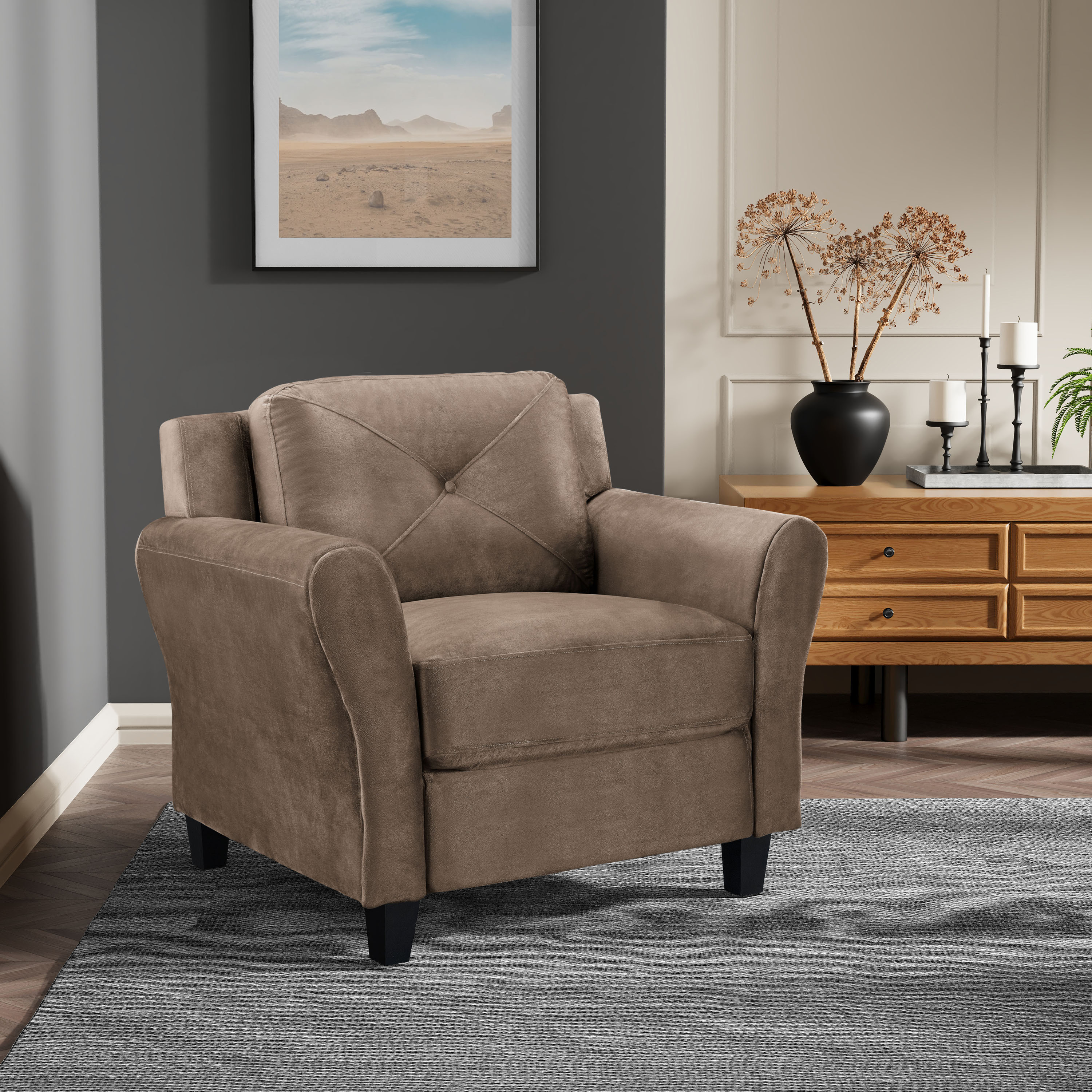 Lifestyle Solutions Alexa Club Chair, Brown Fabric - Walmart.com