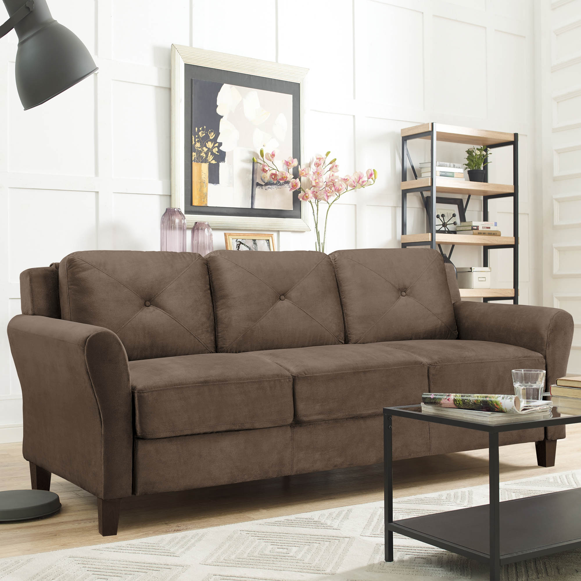 40" Elegant Light Brown Fabric Sofa - Walmart.com