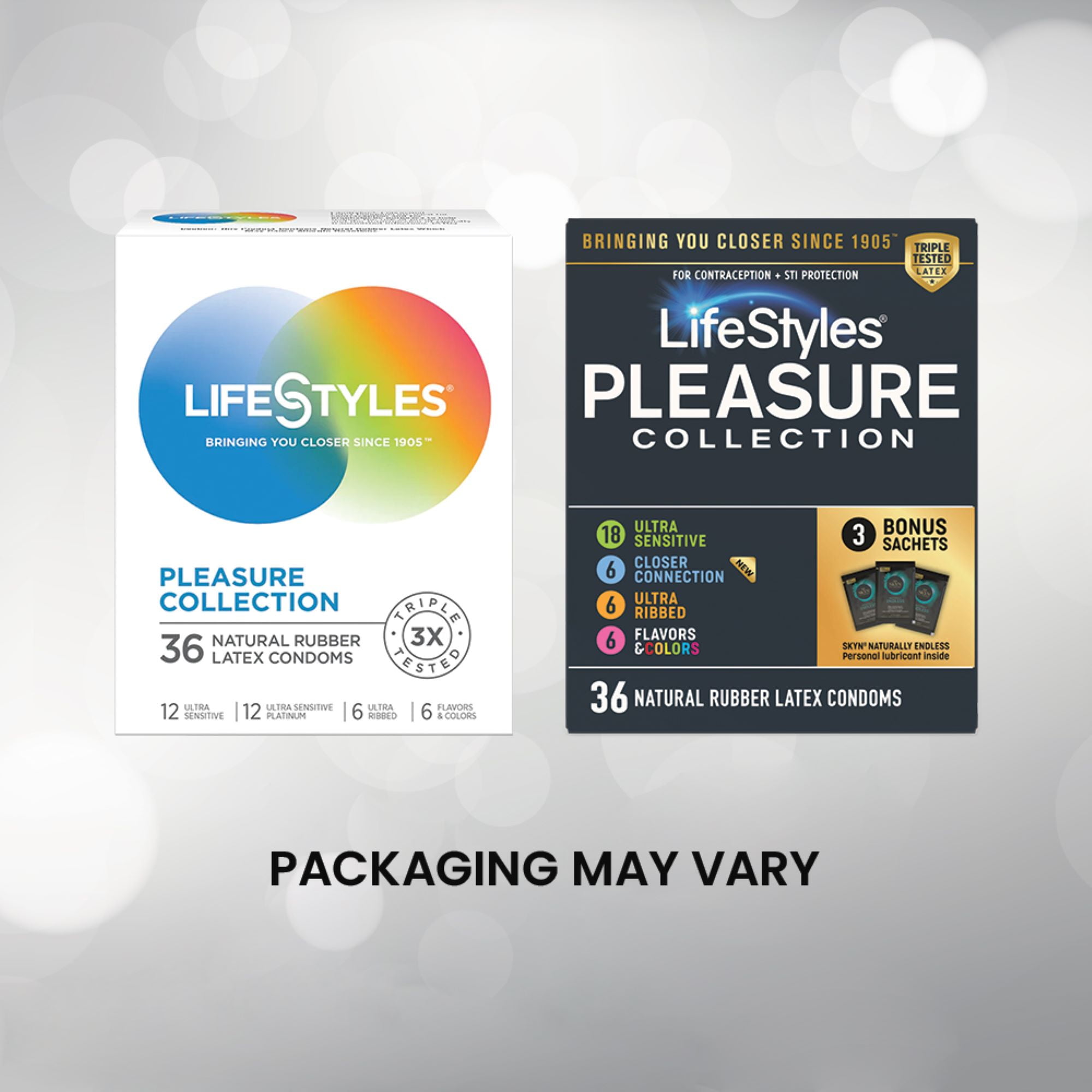 Lifestyles Pleasure Collection Assorted Lubricated Latex Condoms, 36 Count - Walmart.com