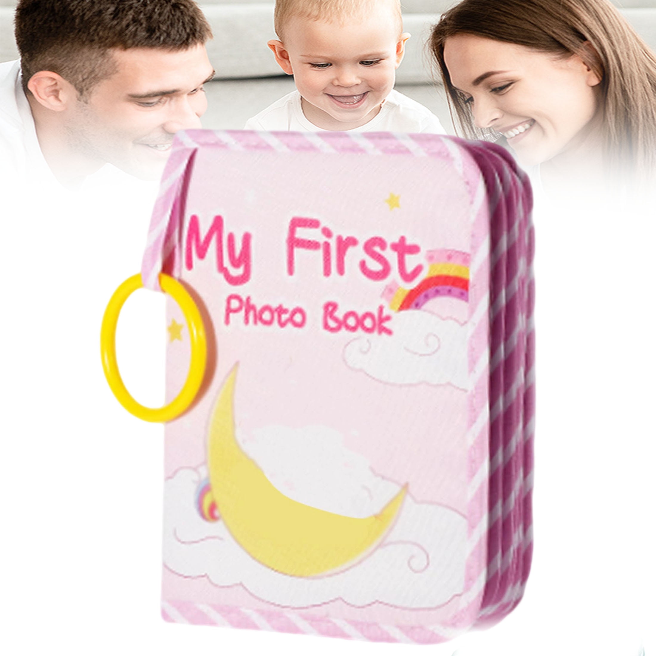 My First Baby Photo Book with Safe Mirror - Soft Fabric Holds 4x6 ...